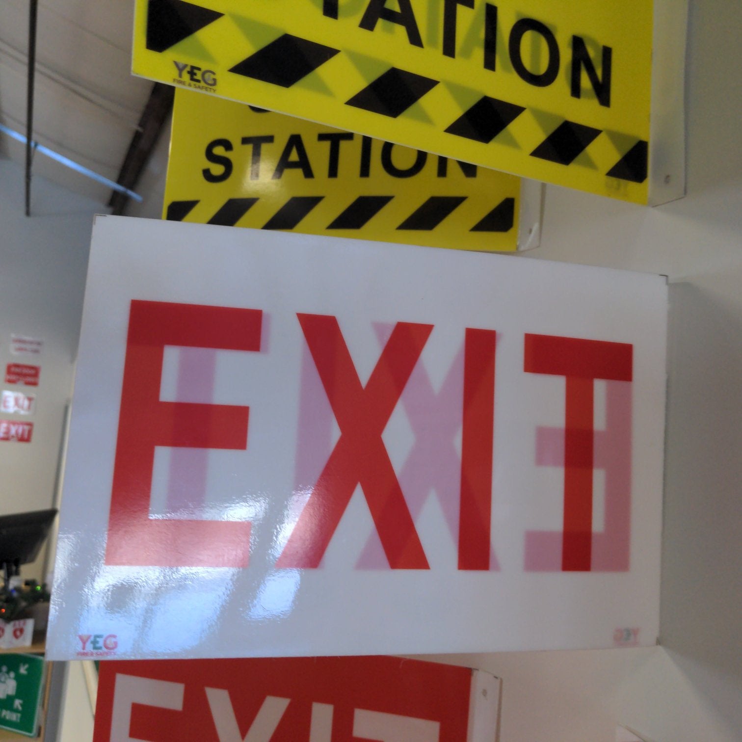 SIGN-033-90 Exit Sign White - 12"x8" - 90° Standout Rigid Plastic – YEG ...