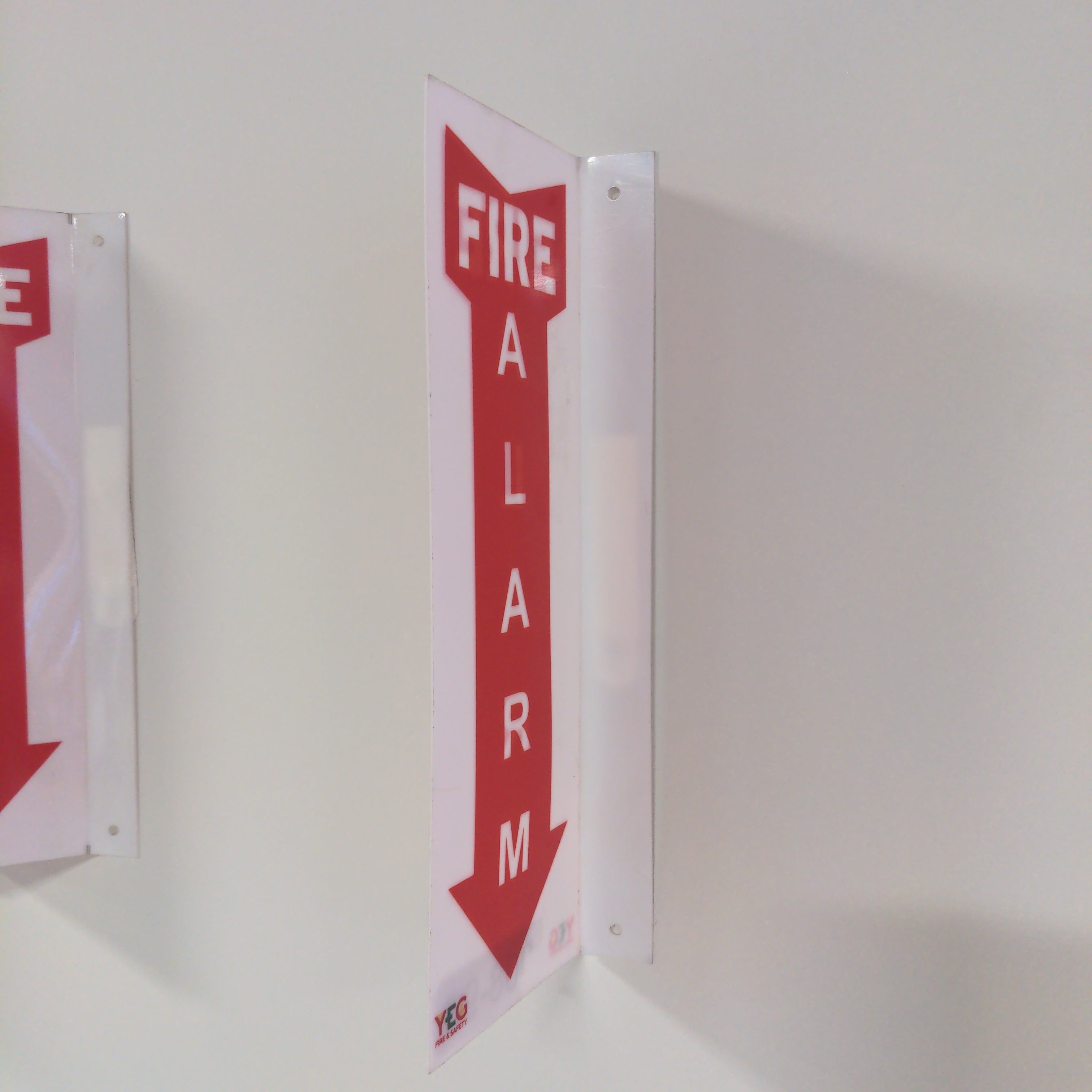 SIGN-008-90 Fire Alarm Arrow - 4" x 12" - 90° Rigid Plastic Standout ...