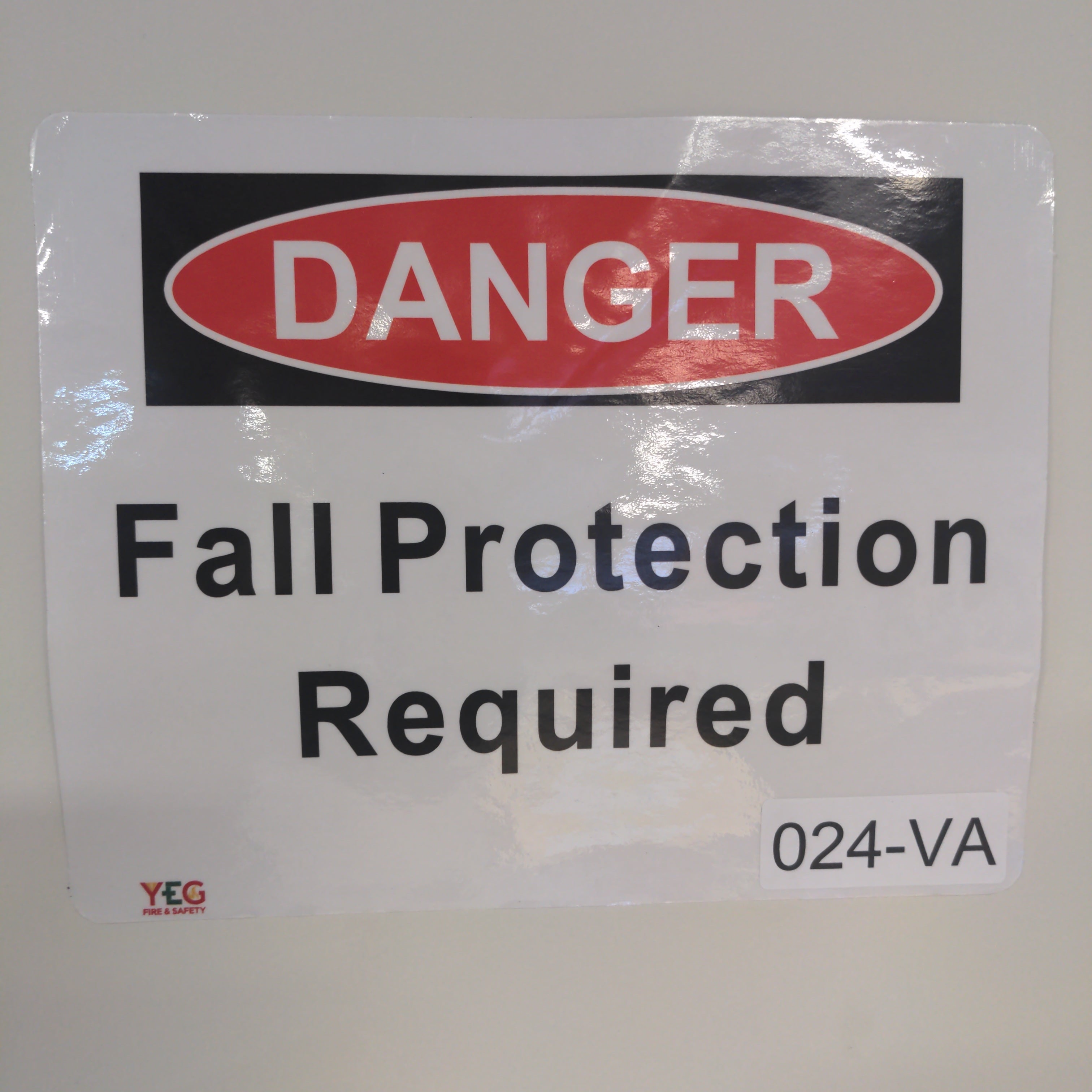SIGN-024-VA DANGER Fall Protection Required - 8"x10" - Vinyl Adhesive ...
