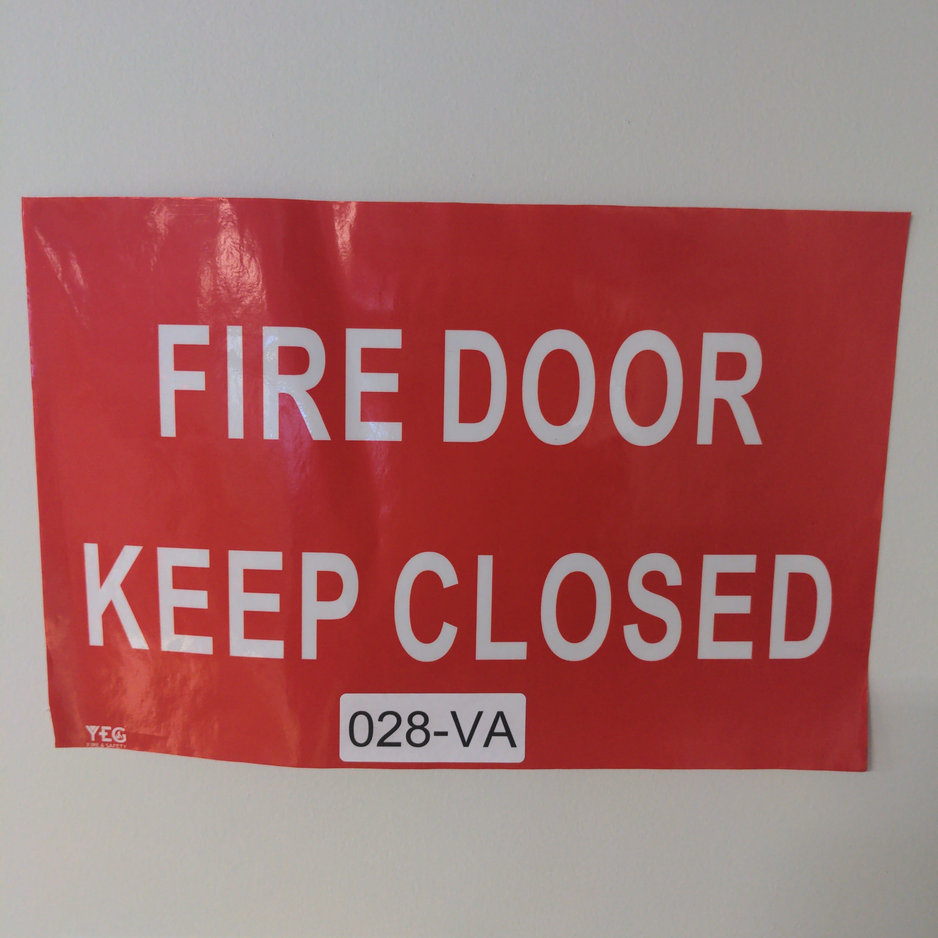 SIGN-028-VA Fire Door Keep Closed - 12"x8" - Vinyl Adhesive Sign – YEG ...